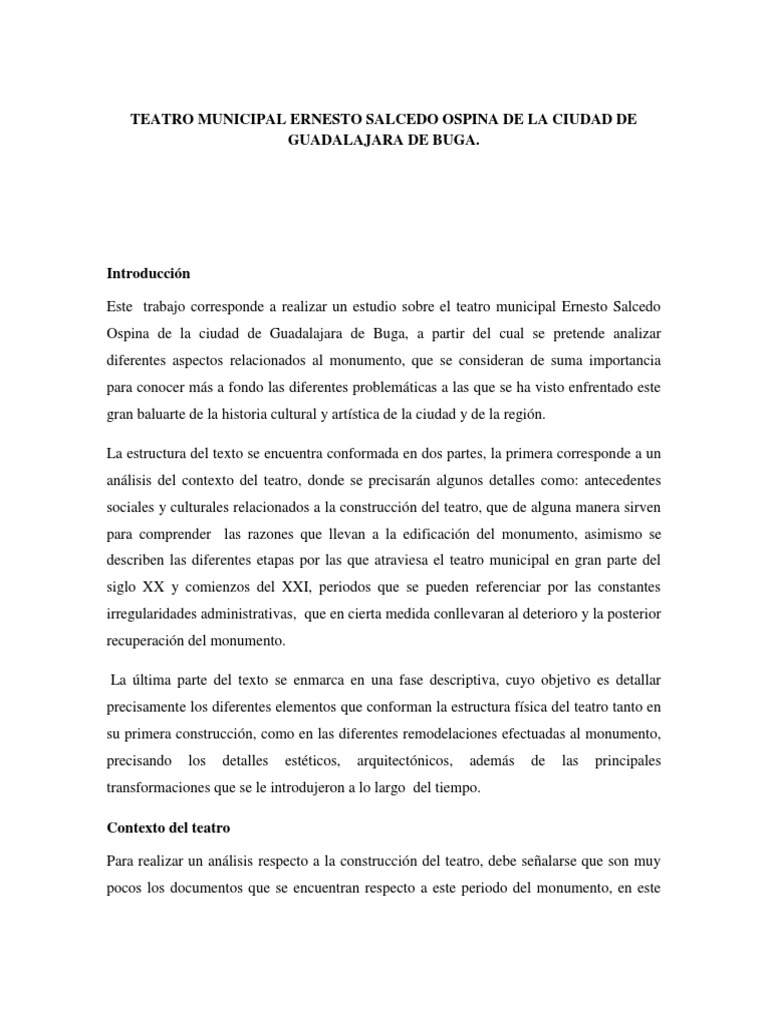 Teatro Municipal Ernesto Salcedo | PDF | Teatro