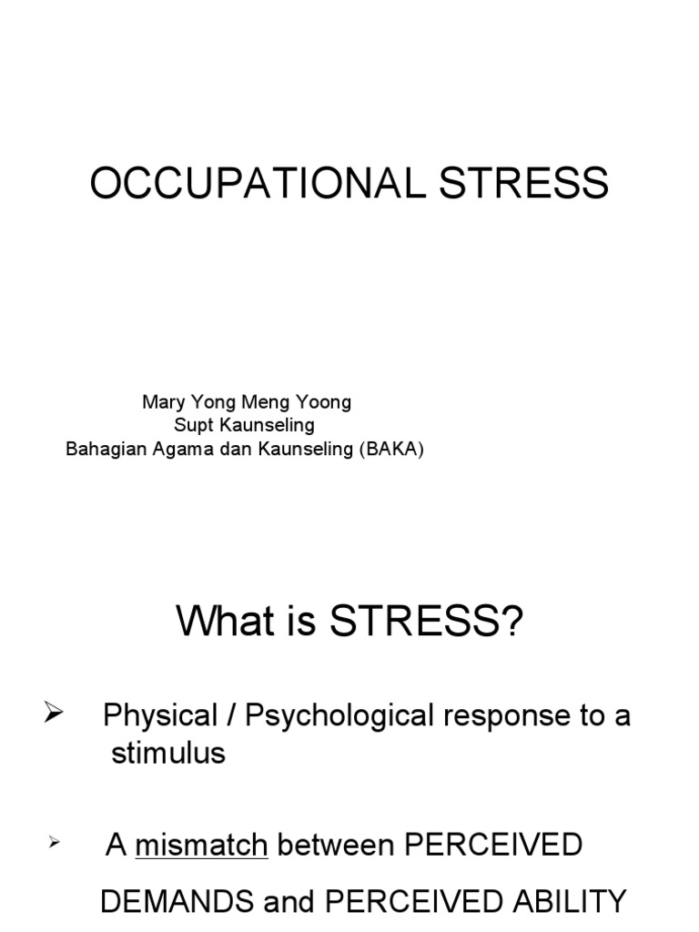 Understanding Occupational Stress Factors | PDF | Occupational Stress ...
