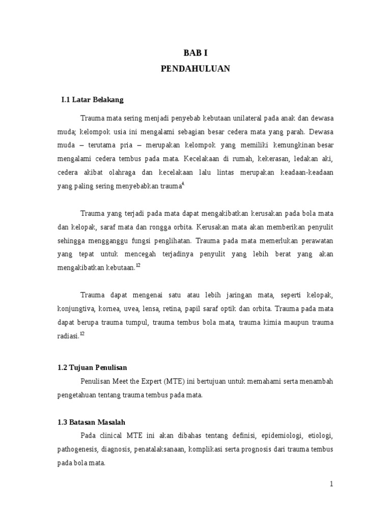 Trauma Tembus Bola Mata | PDF | Kesehatan Holistik | Sains & Matematika
