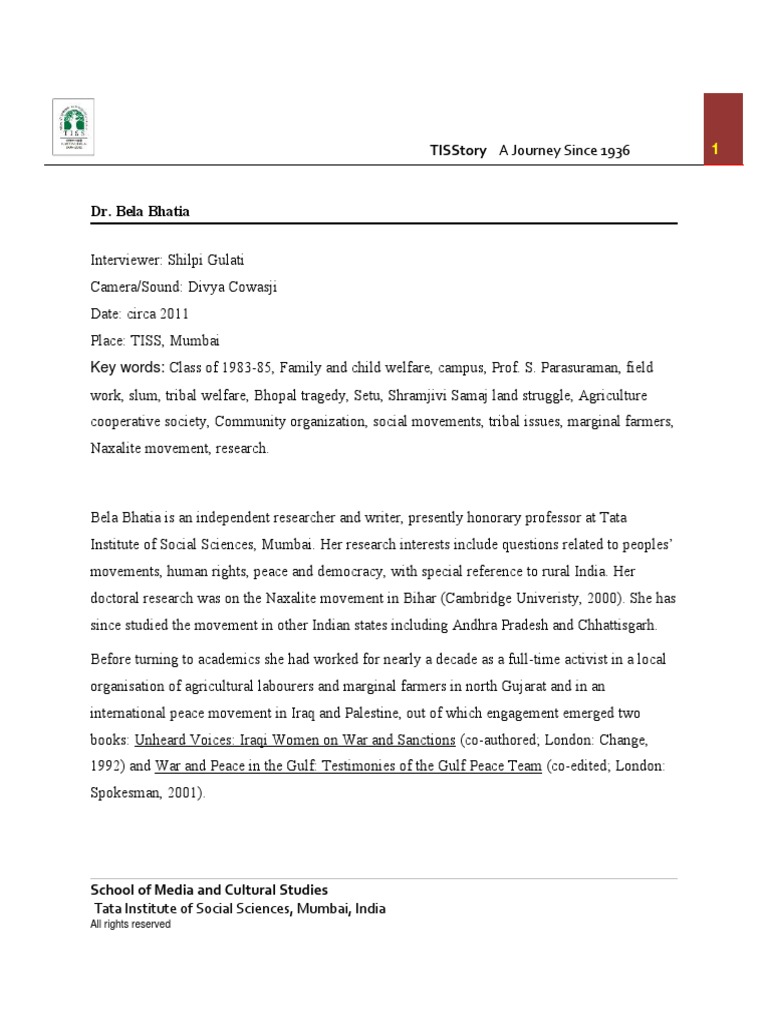 DR Bela Bhatia | PDF | Dalit | Mumbai