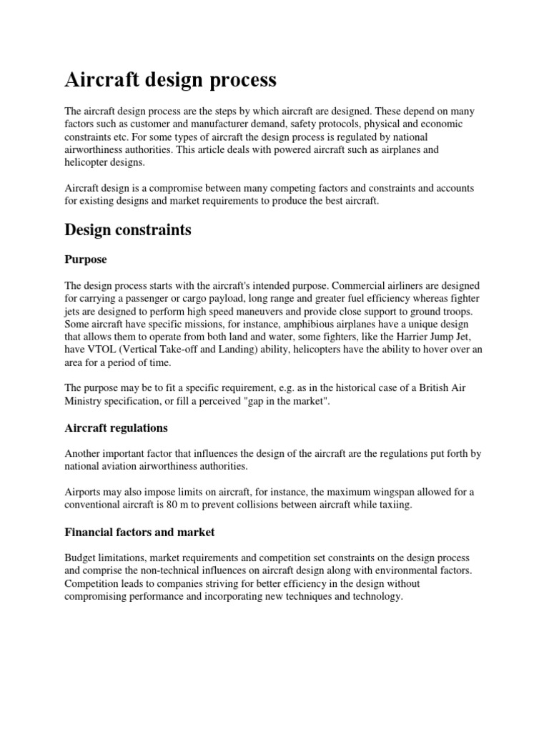 Aircraft Design Process | PDF | Aerospace | Aircraft