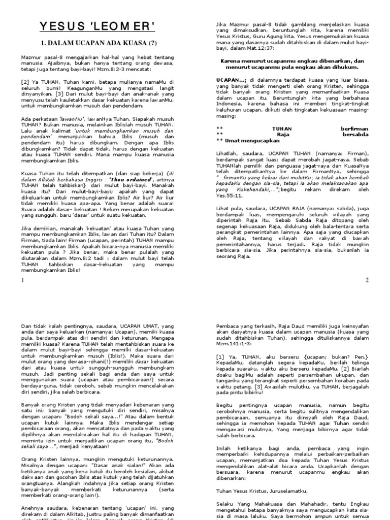Yesus Leomer | PDF | Agama & Spiritualitas