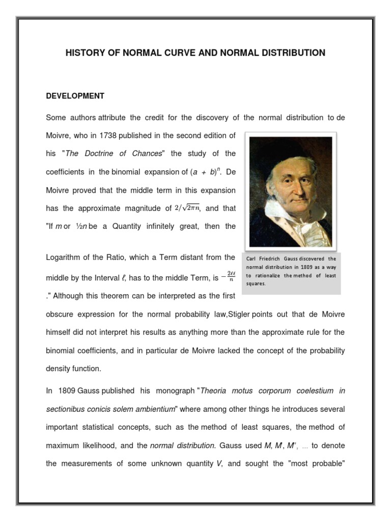 History of Normal Curve and Normal Distribution | PDF | Normal ...