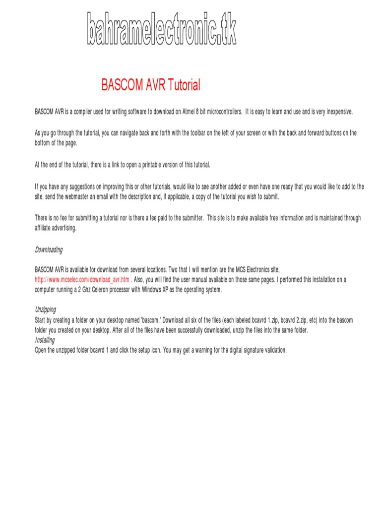 Bascom Avr Tutorial | PDF | Subroutine | Computer File