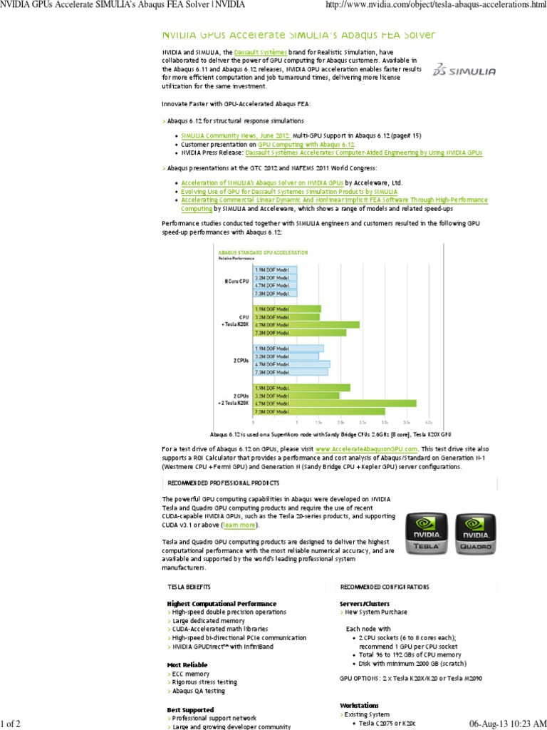 SIMULIA Abaqus FEA Solver | PDF | Graphics Processing Unit | Computer Cluster