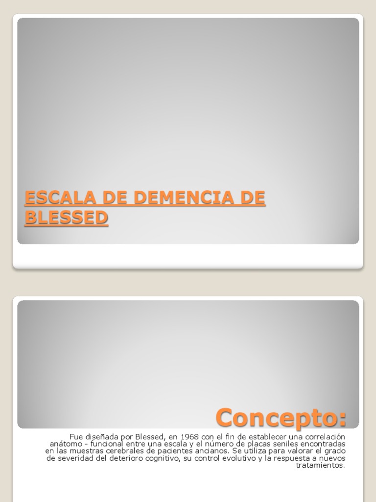 Escala De Demencia De Blessed Pdf Vejez Neuropsicología