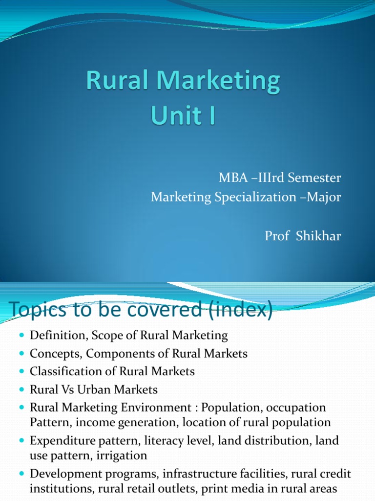 Chap 1 (Rural) | PDF | Cooperative | Agriculture