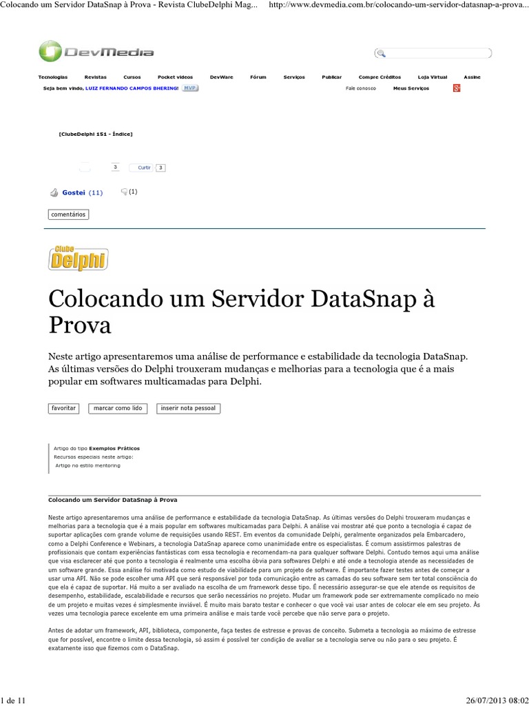 Servidor DataSnap | PDF | Protocolo de transferência de hipertexto | Thread (informática)