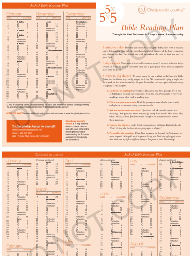 555 Bible Reading Plan | PDF | Disciple (Christianity) | Bible