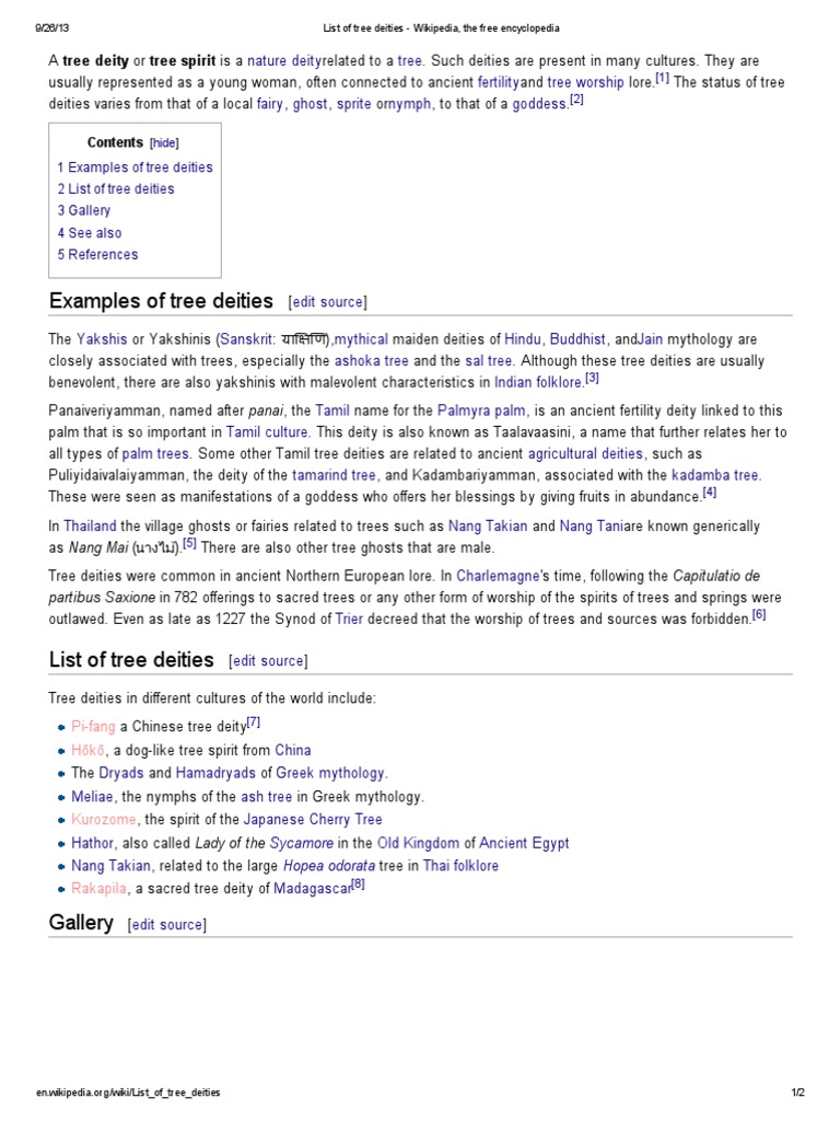 List of Tree Deities | PDF | Deities | Legendary Creatures