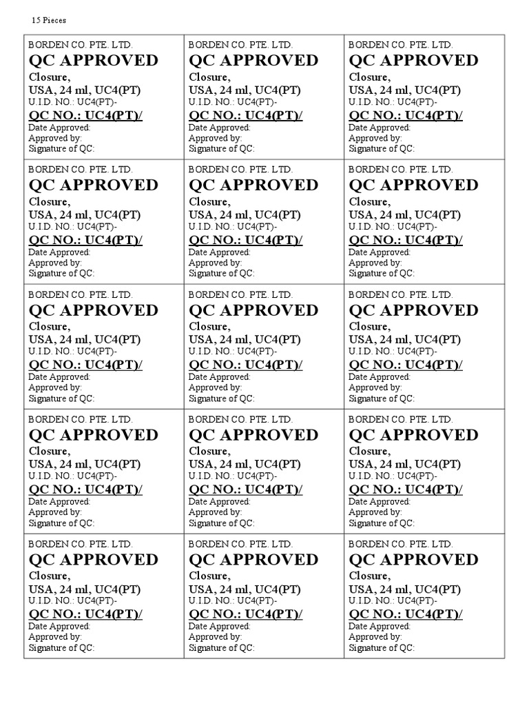 QC Approval for Borden Co. Closures | PDF | Law