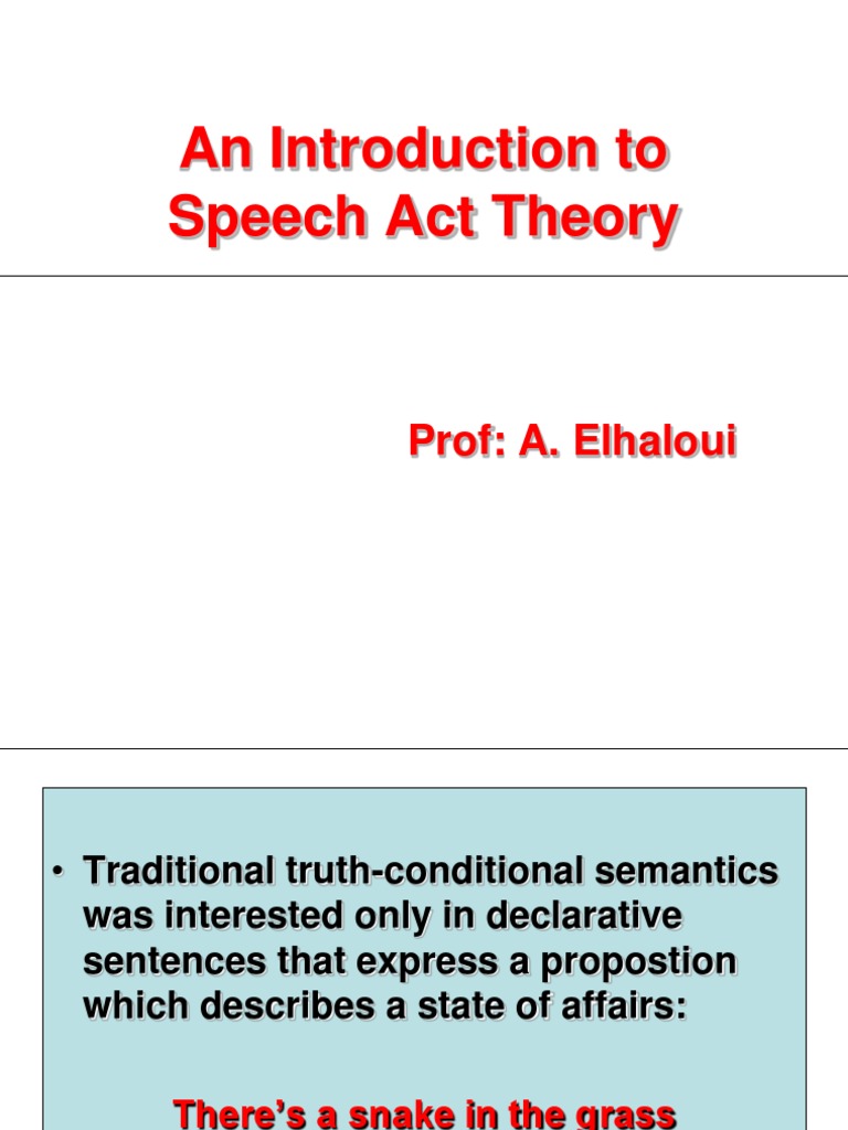 Introduction To Speech Acts | PDF | Human Communication | Cognitive Science