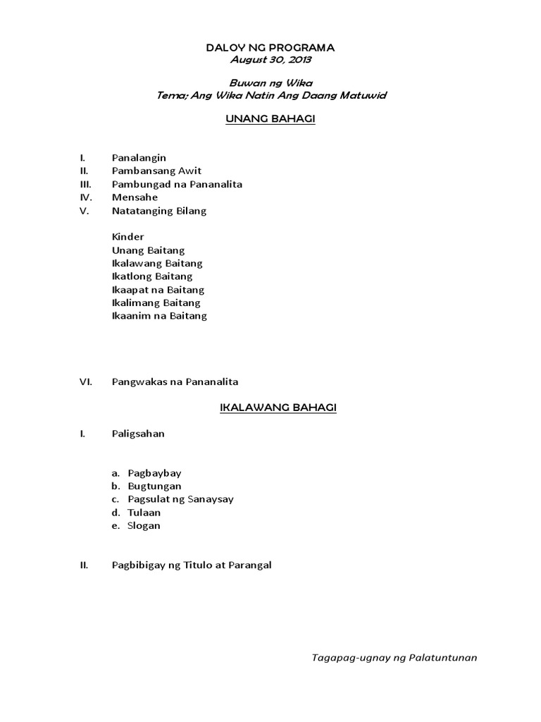 Daloy NG Programa | PDF