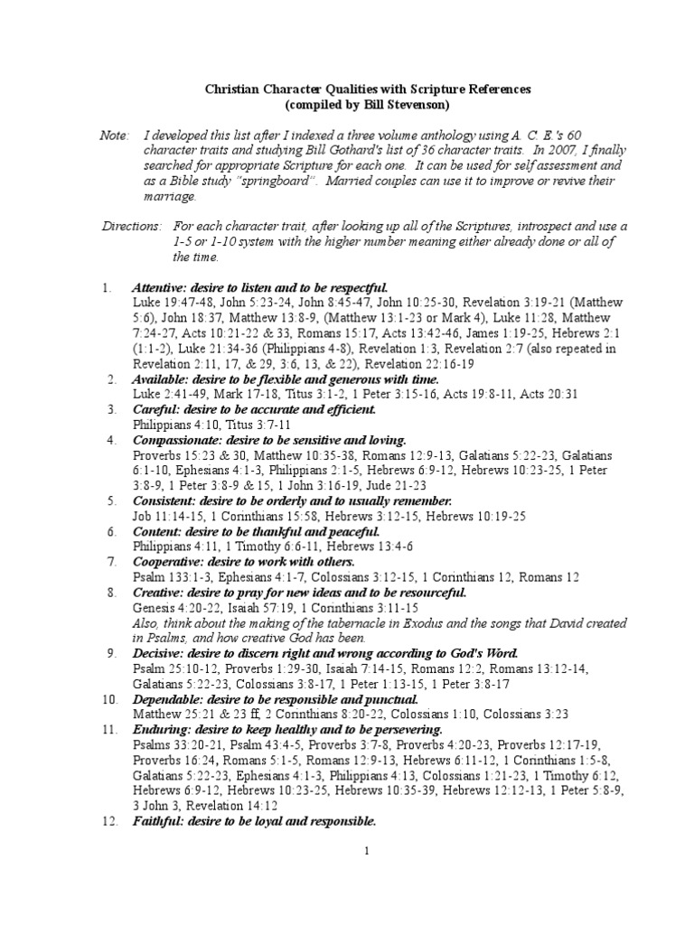 1-- Active Christian Character Traits & Bible References | Epistle To ...