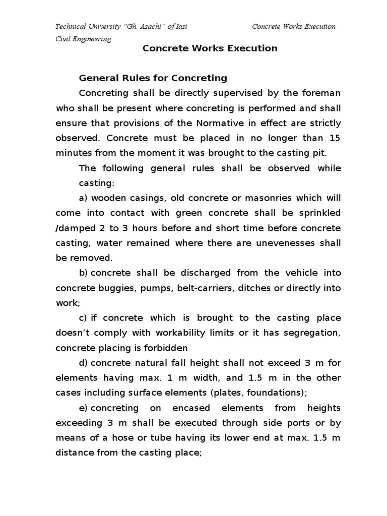 11.concrete Works Execution | PDF | Concrete | Civil Engineering