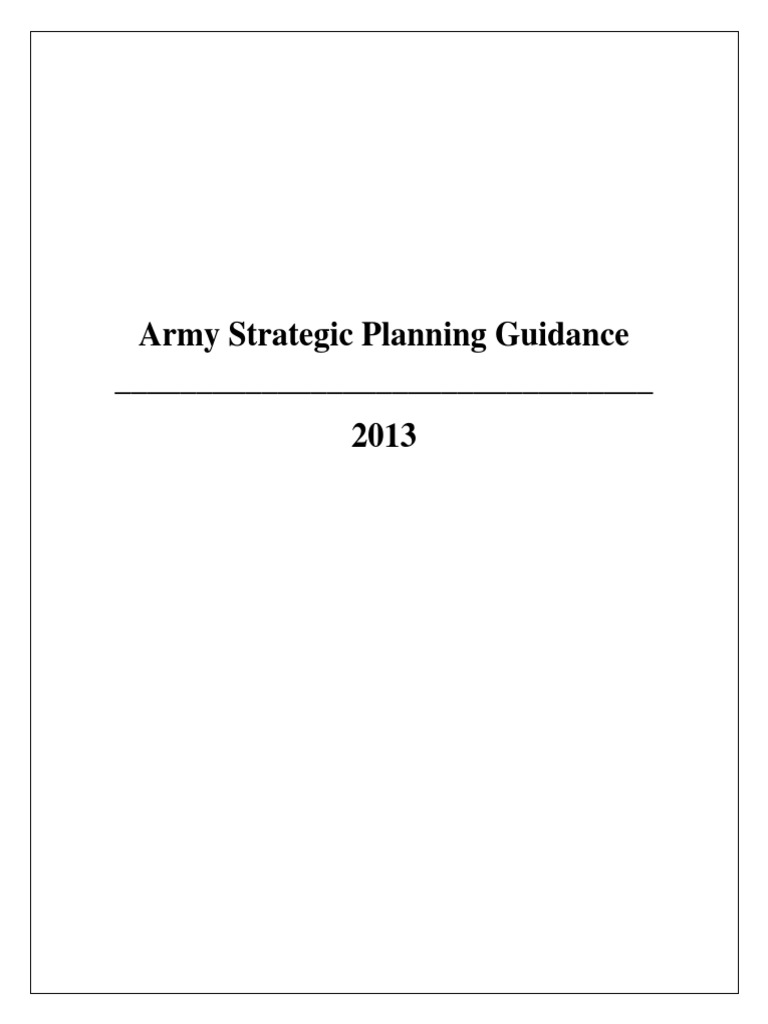 Army Strategic Planning Guidance | PDF | United States Army | Military