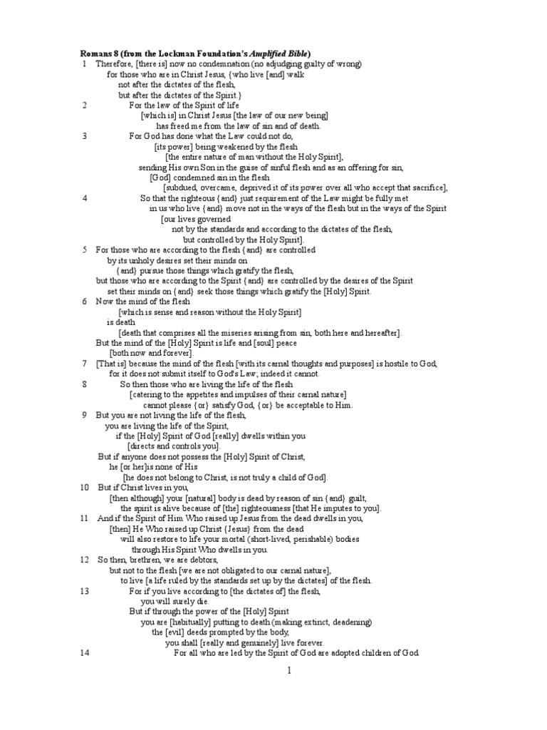 1 - Romans 8, Verses 1-14 & With Some Commentary | PDF | Justification ...