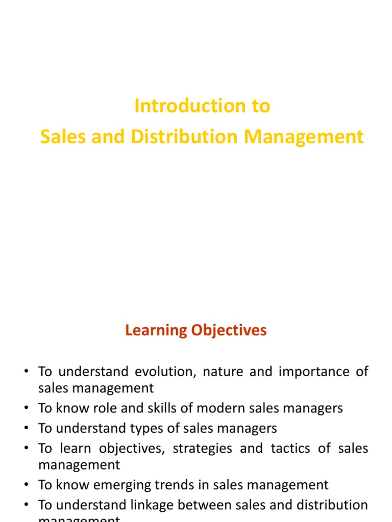 Introduction To Sales and Distribution Management | PDF | Sales | Marketing