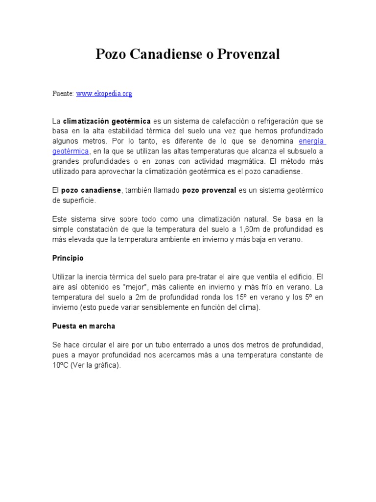 Pozo Canadiense | PDF | Energía geotérmica | Temperatura