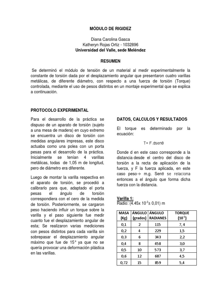 Modulo de Rigidez | PDF | Rigidez | Aluminio