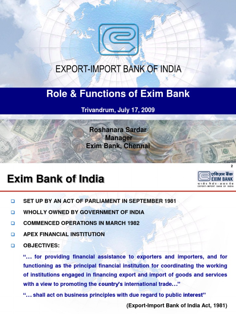 Role & Functions of Exim Bank | PDF