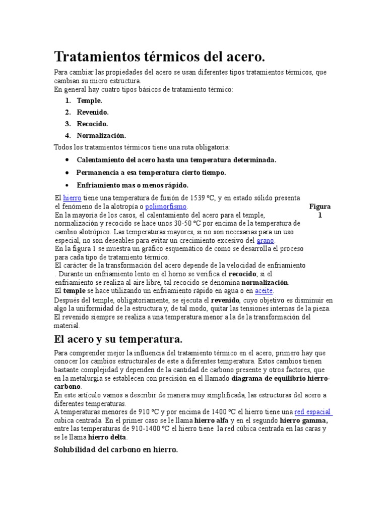 Tratamientos Térmicos Del Acero 1 | PDF | Tratamiento a base de calor | Acero