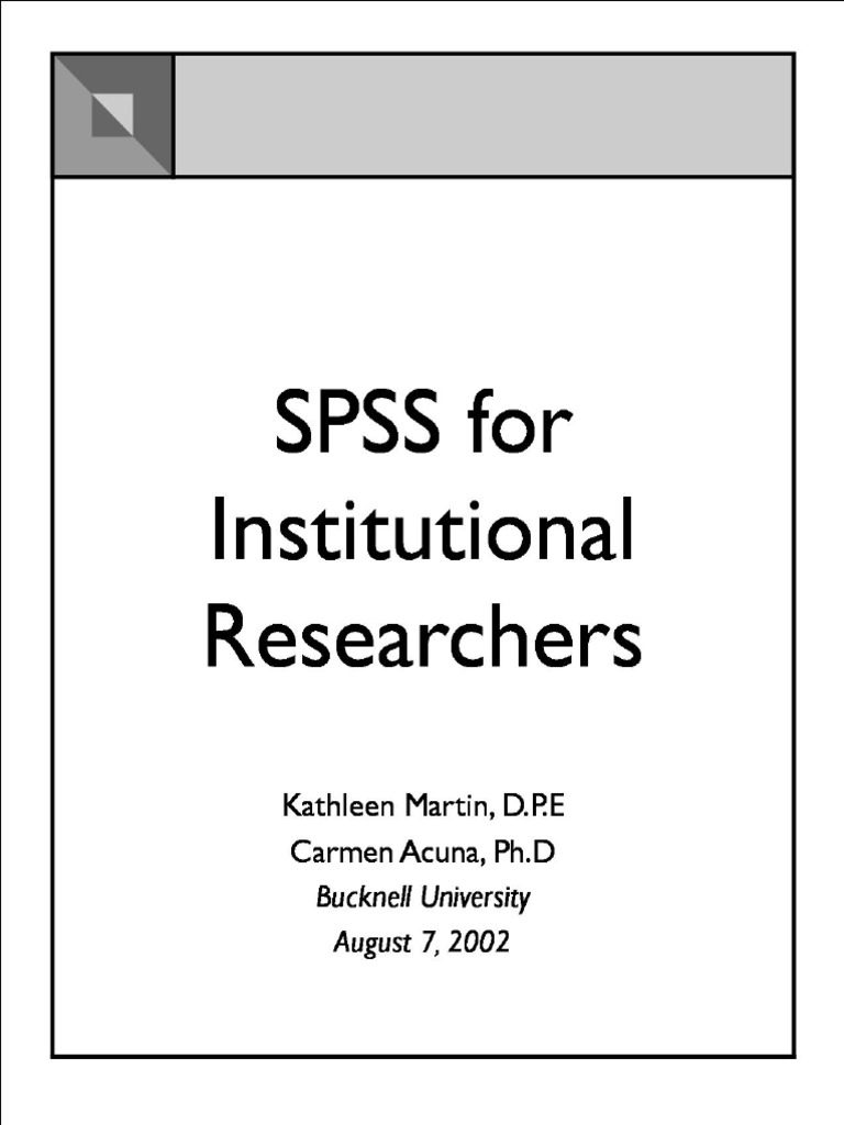 SPSS Guide for Institutional Research | PDF | Spss | Microsoft Excel