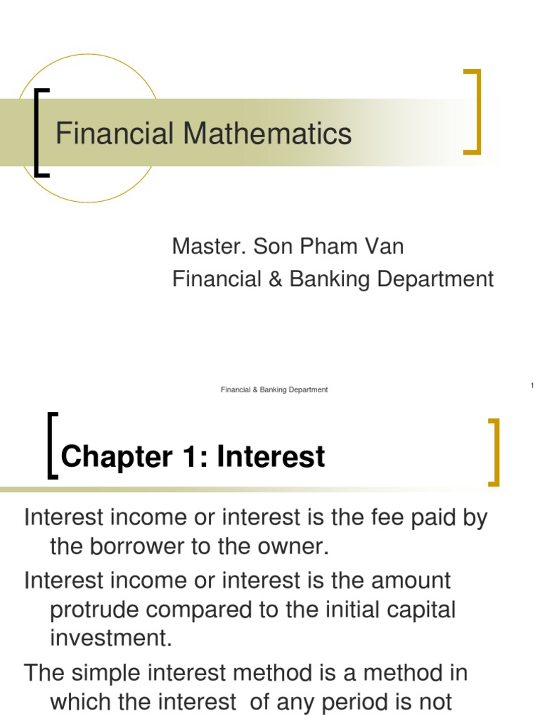 Financial Mathematics Chapter1 | PDF | Compound Interest | Interest