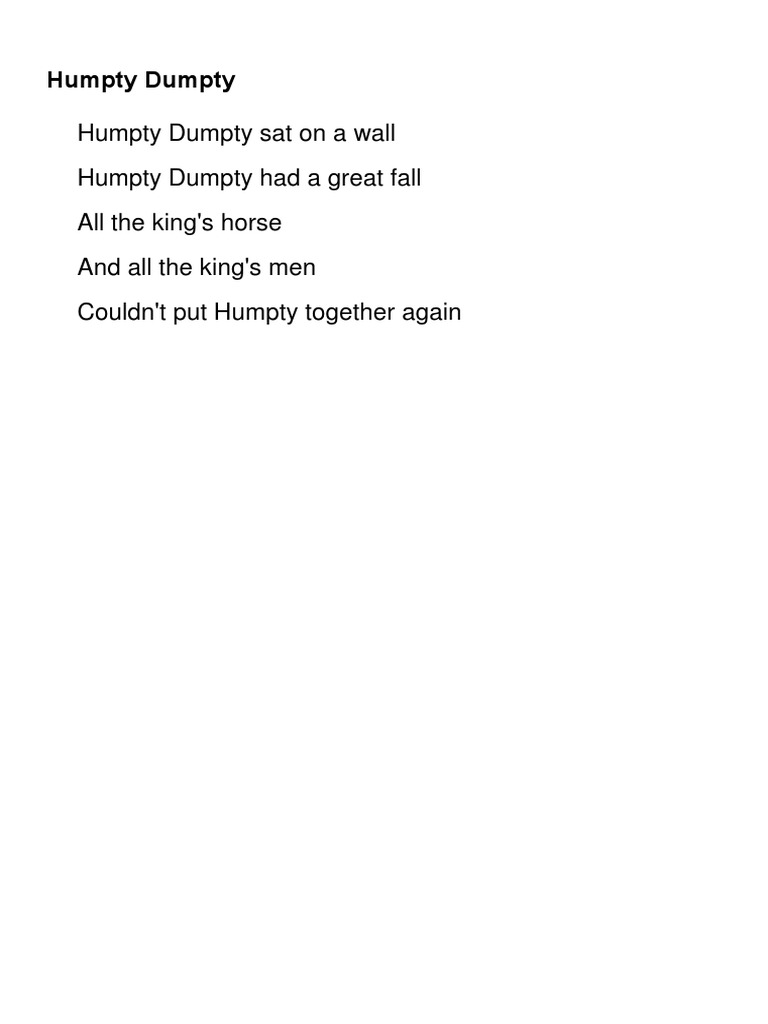 Humpty Dumpty Poem Analysis | PDF