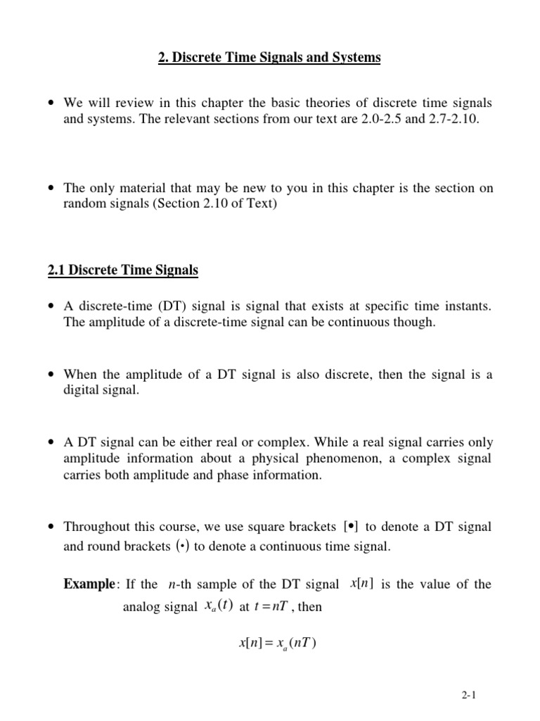 Chapter 2 - Discrete Time Signals and Systems | PDF | Spectral Density | Sampling (Signal ...