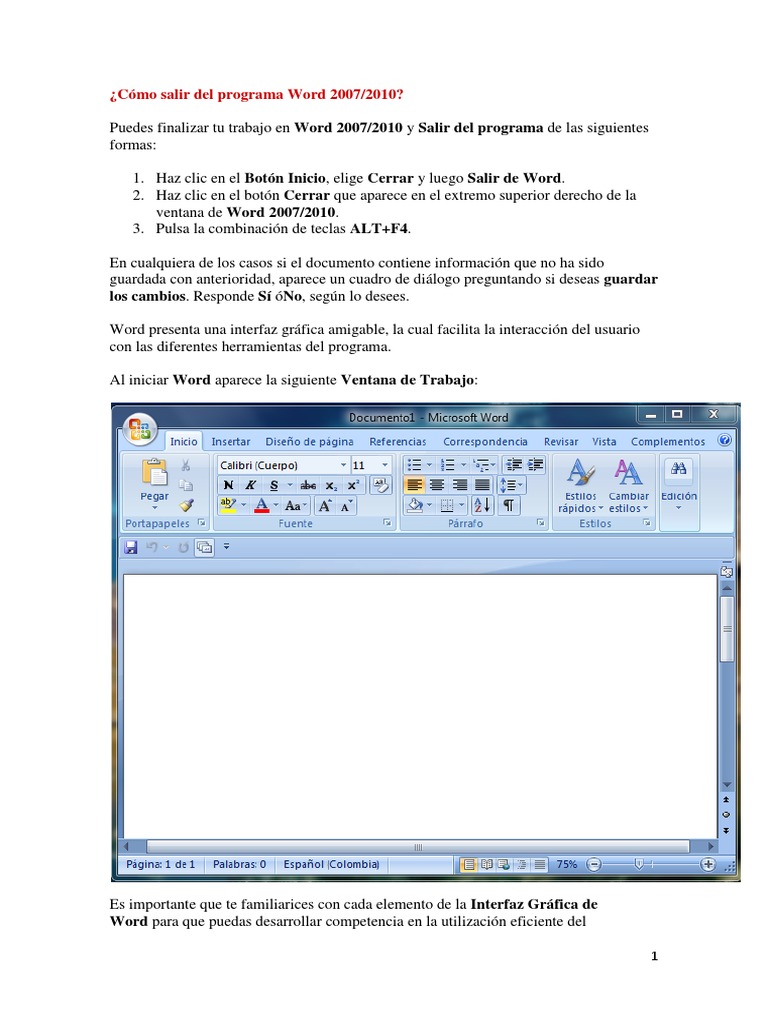 Interfaz de Word 2007 | PDF | Ventana (informática) | Point and Click