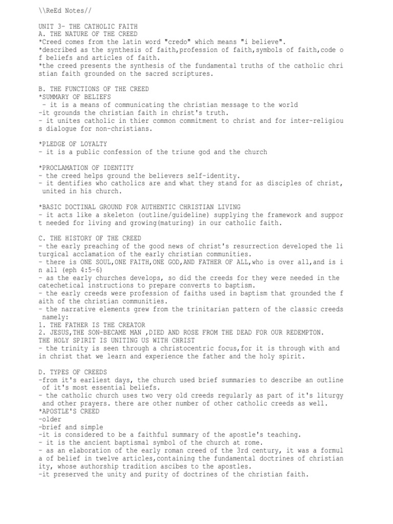 Reed Notes | PDF | Catholic Church | Creed