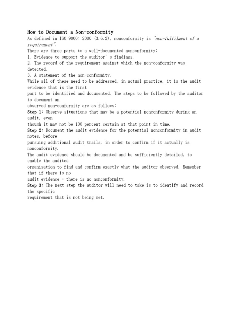Writing Effective Nonconformity Statements | PDF