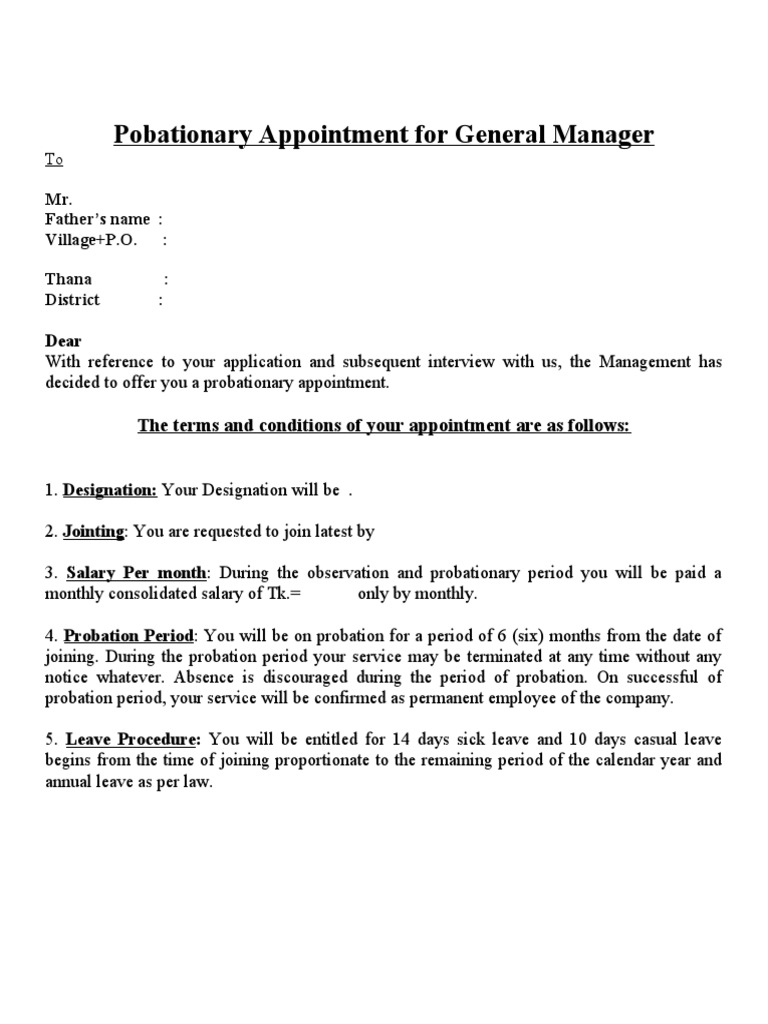 Doctor & Nurse Appointment Letter | PDF | Sick Leave | Probation