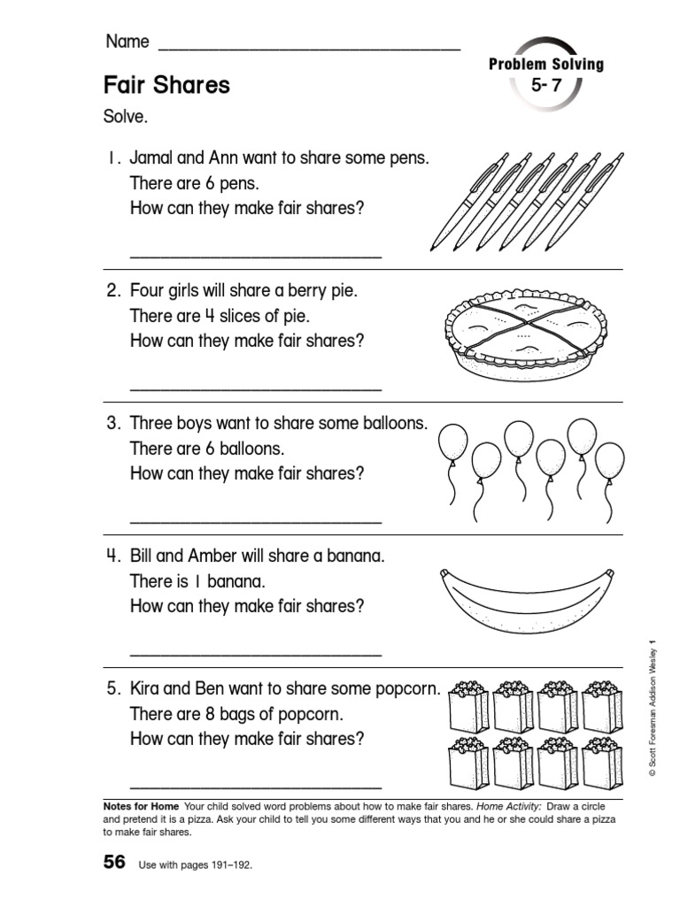 Fair Sharing Problem Solving | PDF