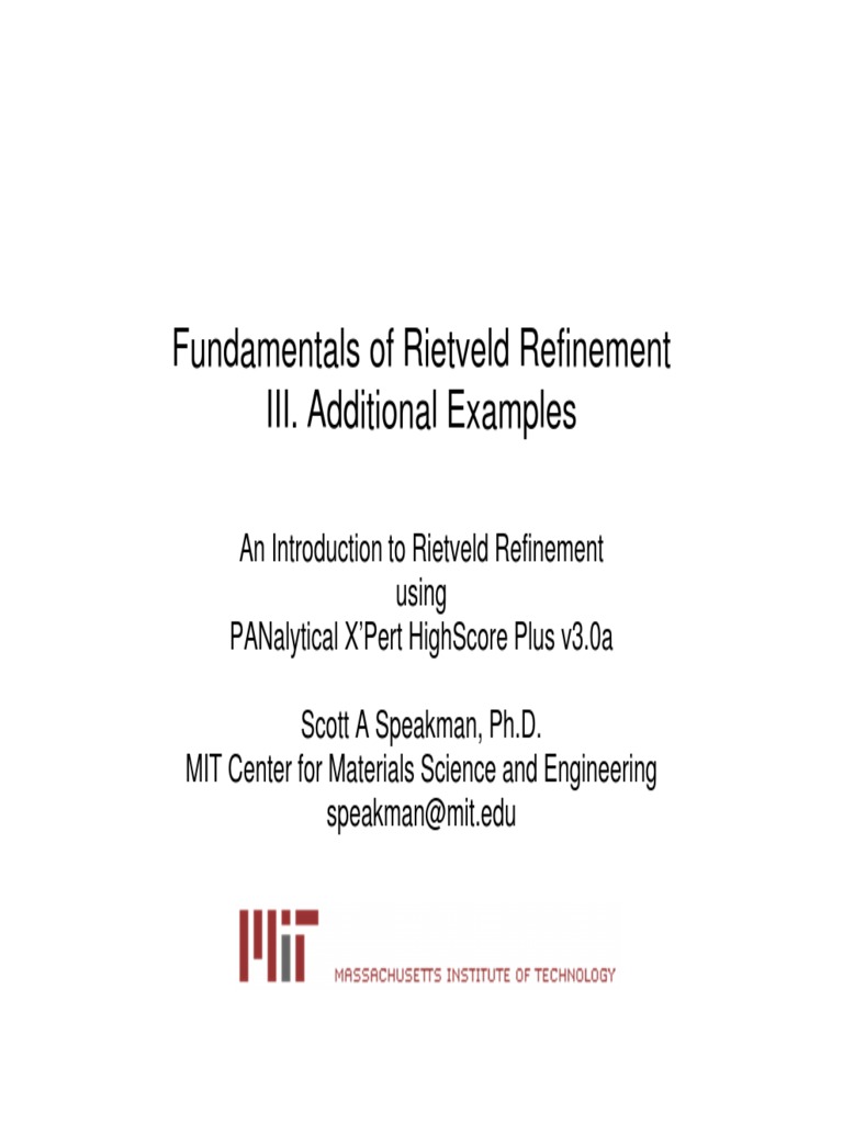 Fundamentals of Rietveld Refinement Additional Examples HSP v3 | PDF ...