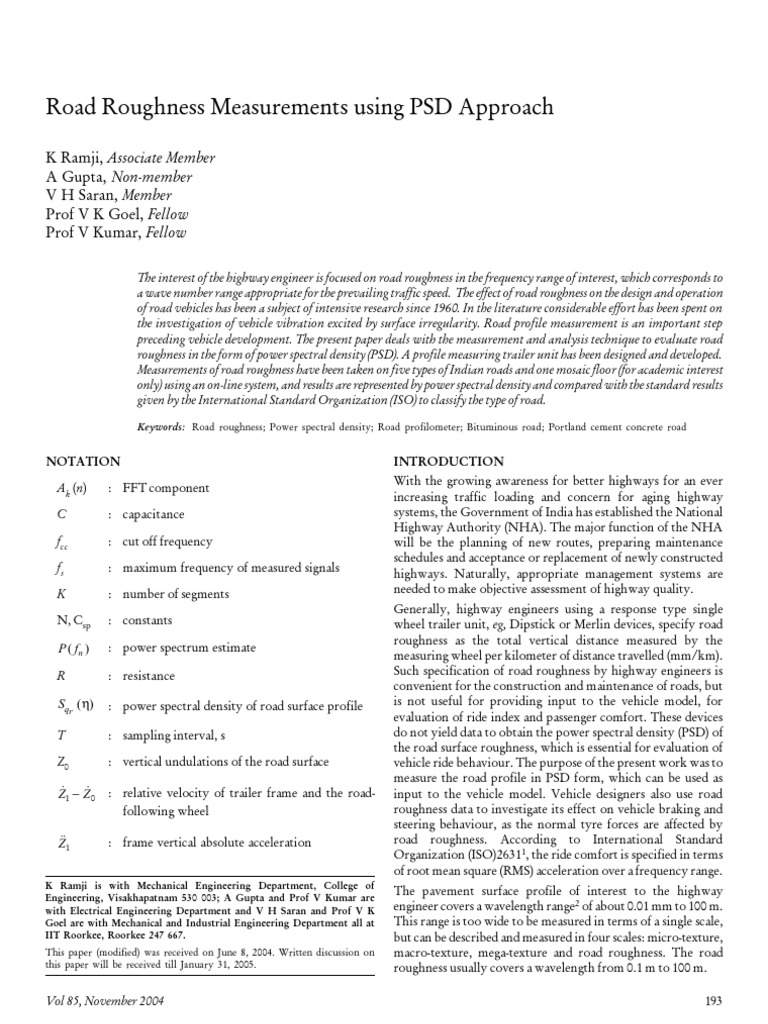Road Profile Data | PDF | Spectral Density | Discrete Fourier Transform