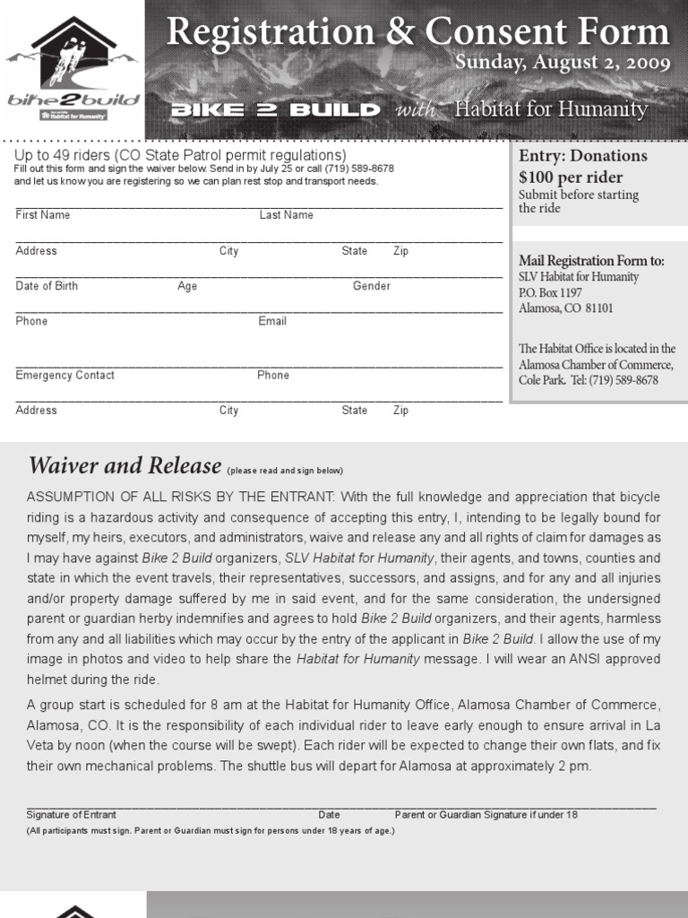 Bike 2 Build: Waiver and Release | PDF | Transport | Business