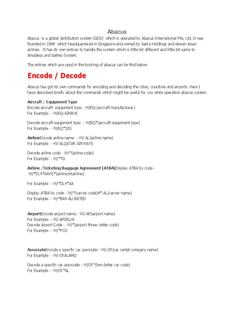 Abacus GDS Booking & Ticketing Guide | PDF | Airlines | Transport Companies