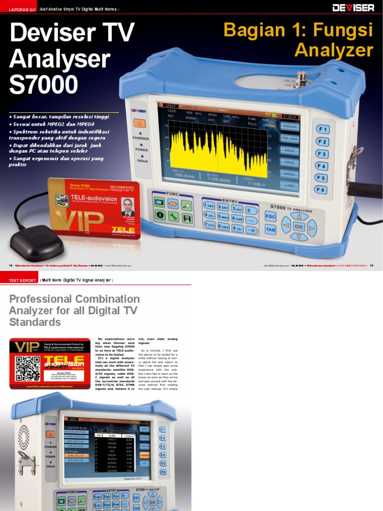 Deviser TV Analyser S7000: Bagian 1: Fungsi Analyzer | PDF | Digital Television | Cable Television