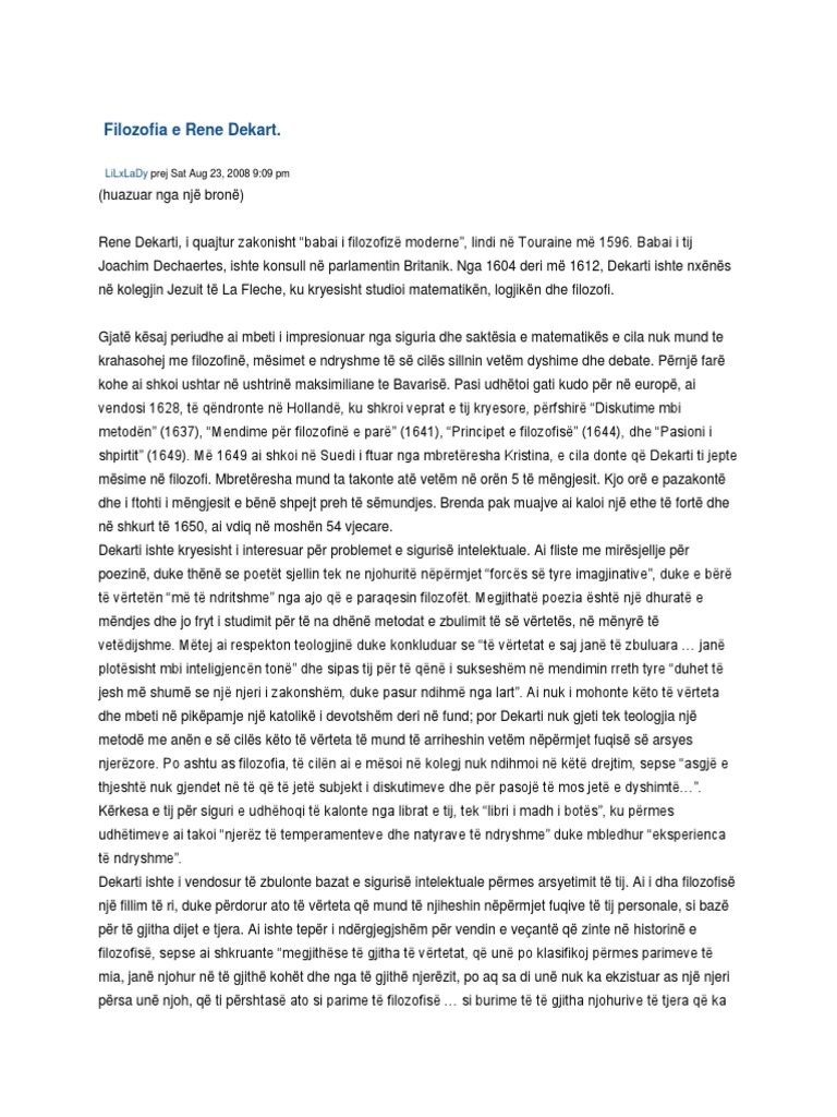 Filozofia e Rene Dekart | PDF