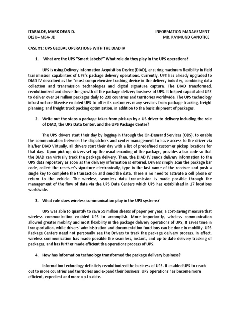 😊 Diad iv. Ups Global Operations with the Diad Iv. 2019-02-27