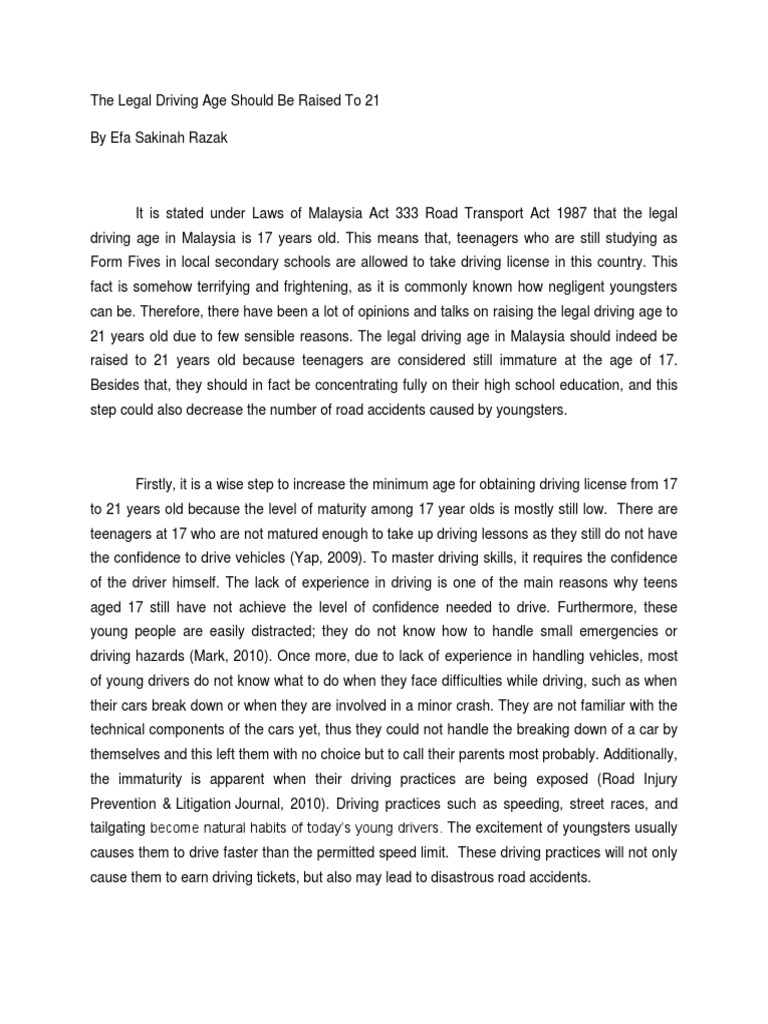 Legal Driving Age | PDF | Traffic Collision | Driving