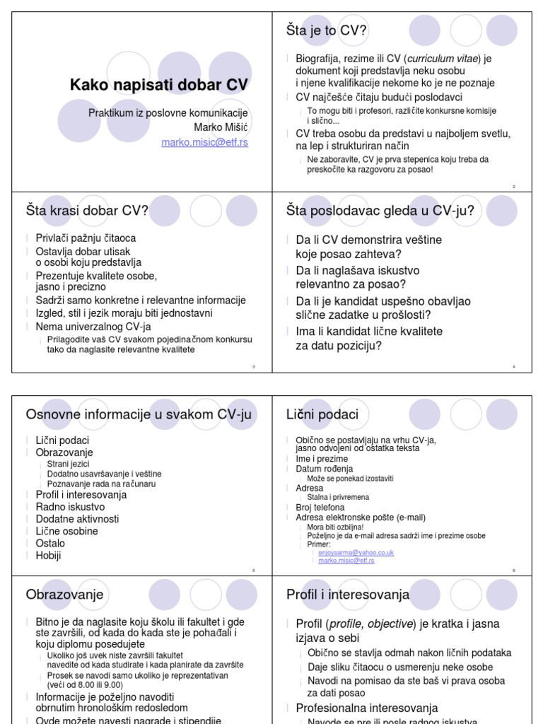 Kako Napisati CV | PDF