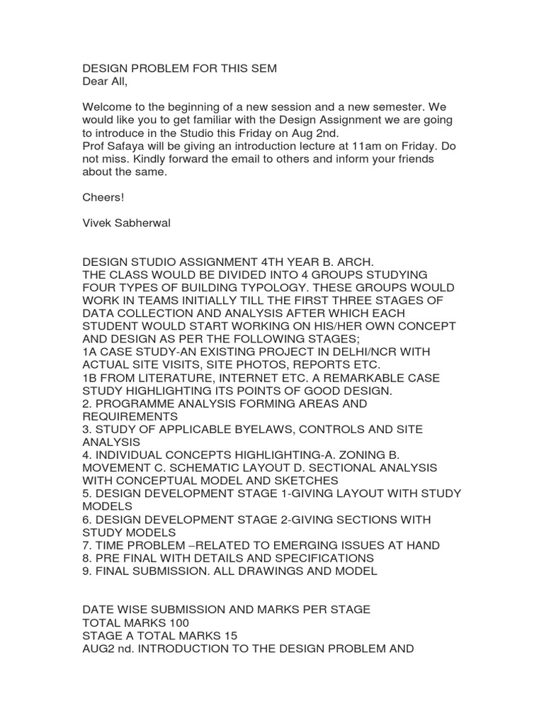 4th Year B.Arch Design Brief | PDF | Conceptual Model | Cognitive Science