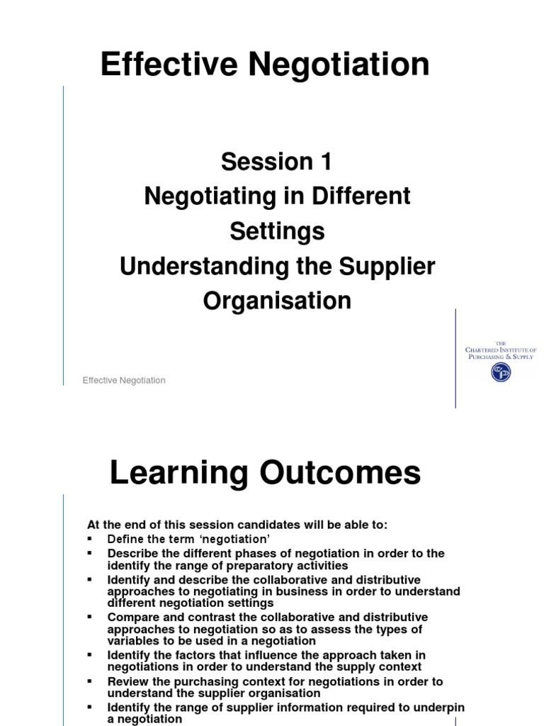 CIPS Level 4 Effective Negotiation | PDF | Negotiation | Pricing