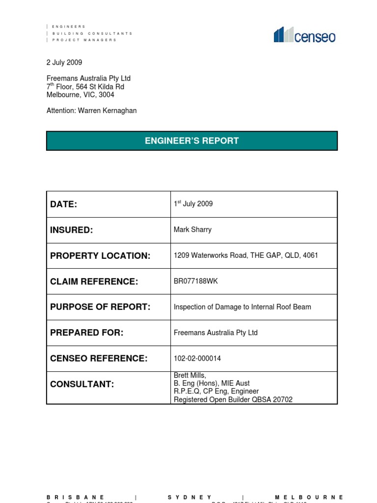 102 02 000014 Engineer's Report | PDF | Wall | Beam (Structure)