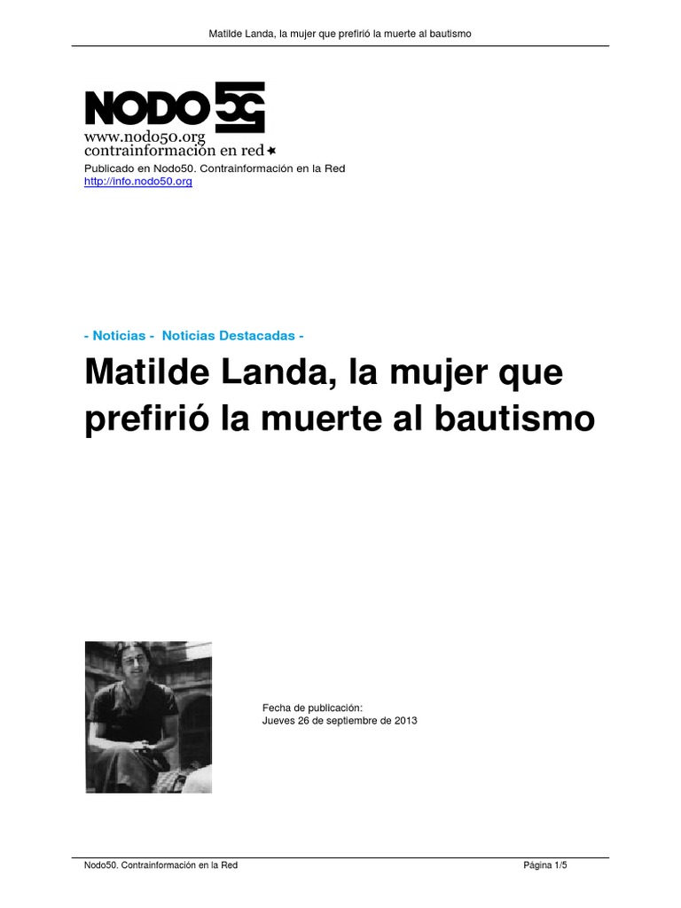 Matilde Landa La Mujer Que PDF | PDF | Francisco franco | Pena capital