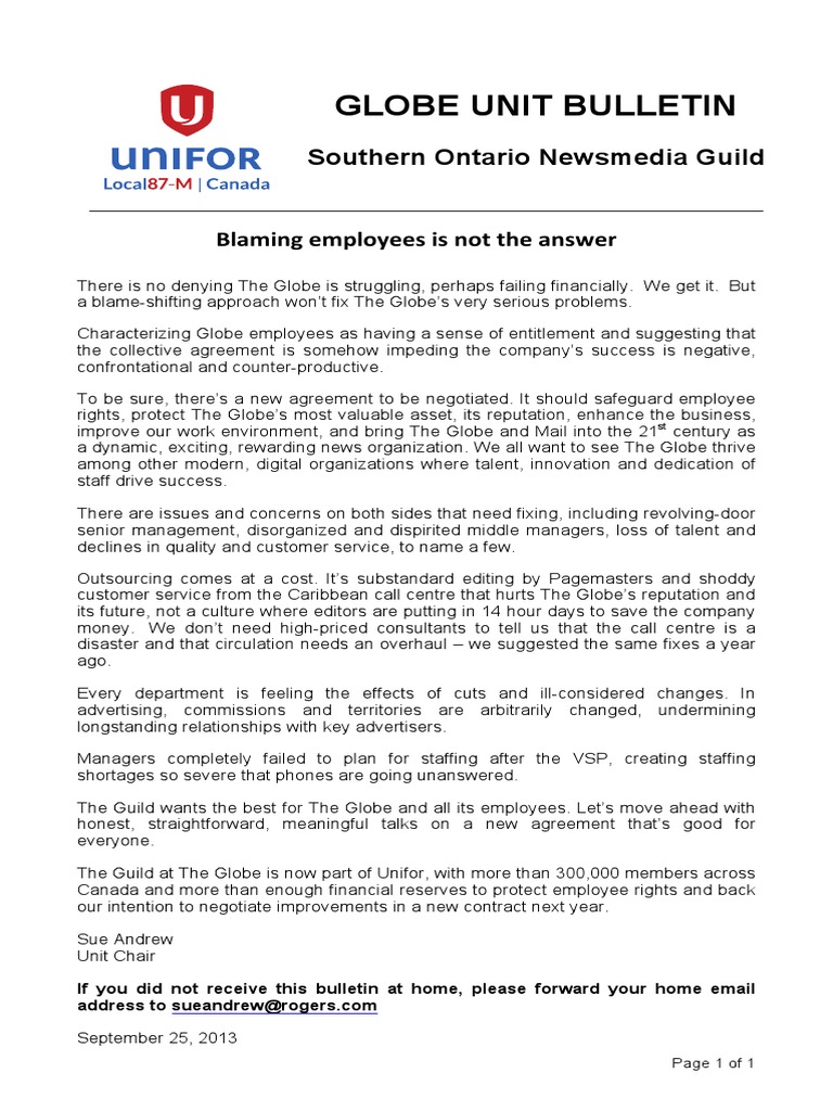 Globe Union Memo | PDF