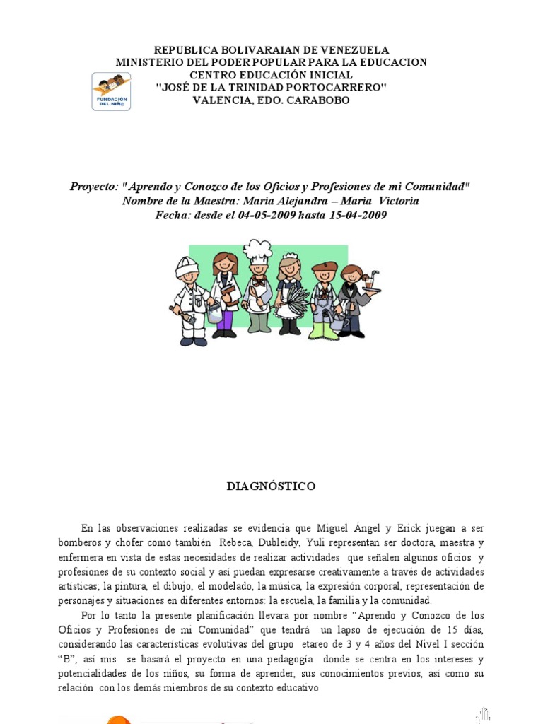 Oficios y Profesiones en Mi Comunidad | PDF | Jardín de infancia ...